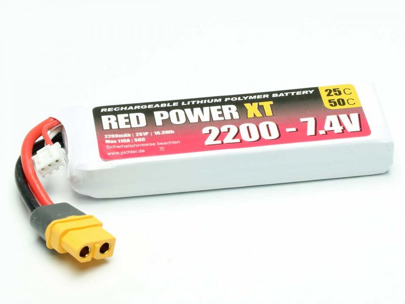 LiPo battery RED POWER XT 2200 - 7,4V, 17,80