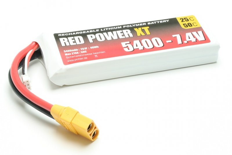 LiPo battery RED POWER XT 5400 - 7,4V, 38,85
