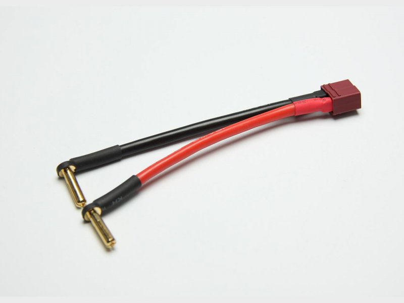 Angled adapter wire / 4mm gold bullet connector -> deans plug, 2,95